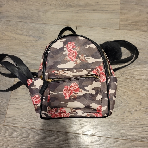 Bags | Mini Camo Backpack With Flowers | Poshmark